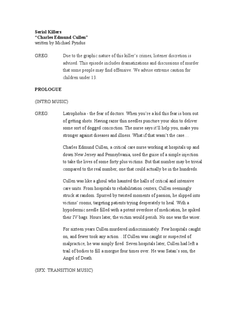 Parcast Serial Killers 22charles Edmund Cullen Part 2 22 | PDF | Serial ...
