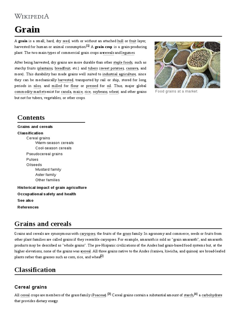 Grain: Grains and Cereals Classification | Download Free PDF | Agronomy ...