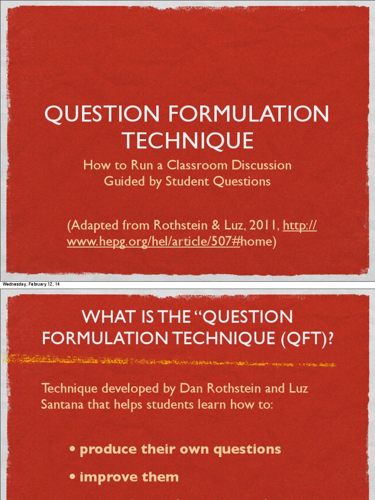 Classroom Discussion with QFT | PDF | Question | Lesson Plan