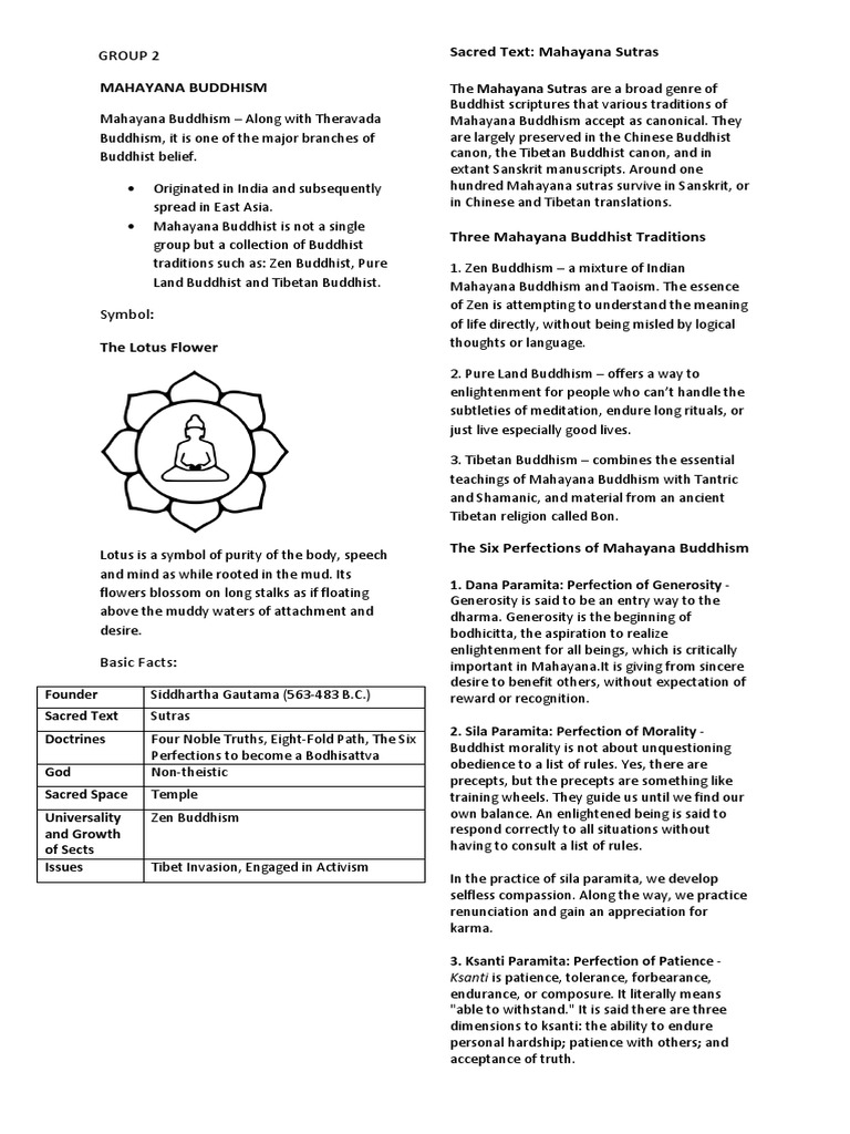 Mahayana Buddhism Handouts | PDF | Mahayana | Buddhist Texts
