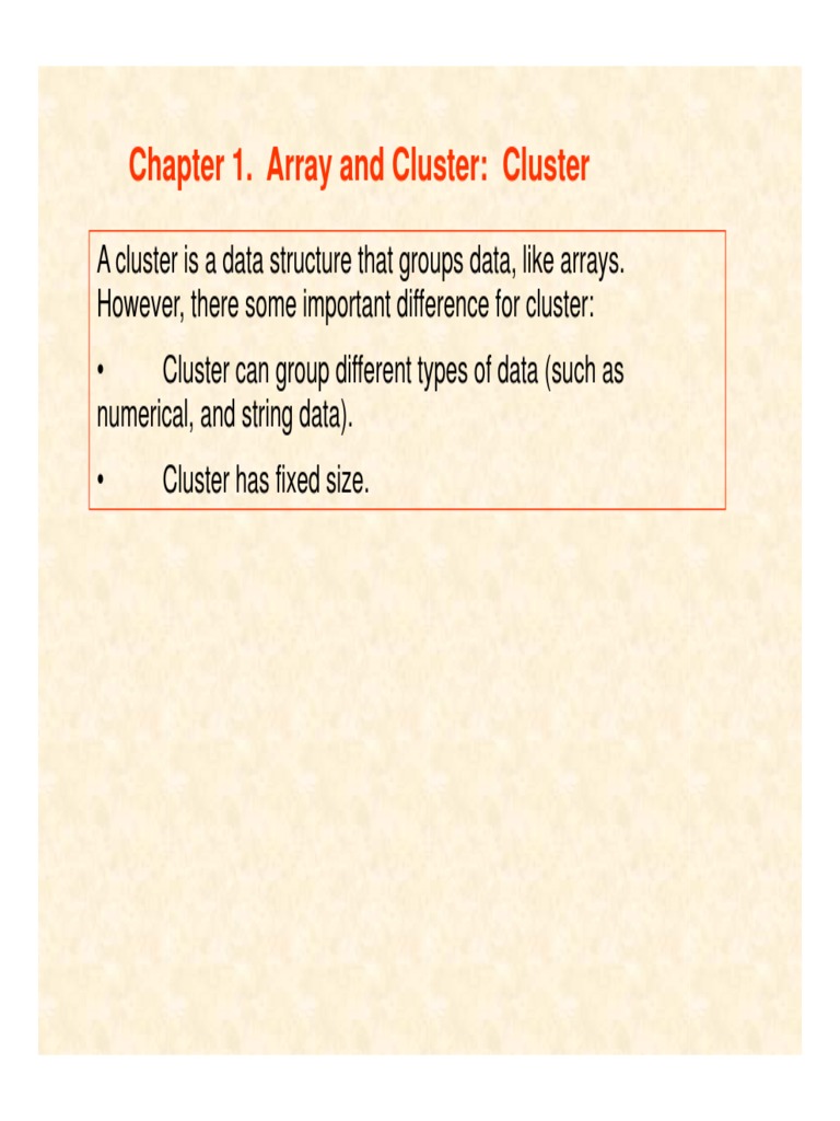 Chapter 1. Array and Cluster: Cluster | PDF | Cluster Analysis | Function (Mathematics)