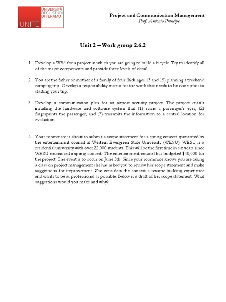 Project Management Exercises | PDF