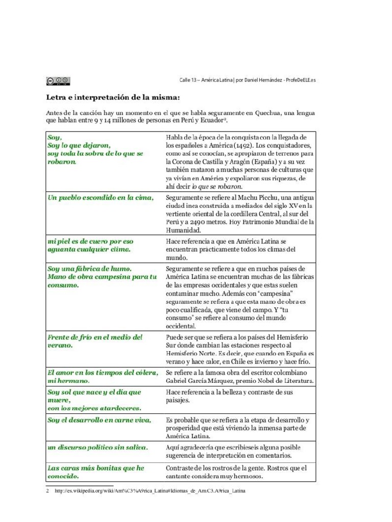 Análisis de "Latinoamérica" de Calle 13 | PDF | America latina | España