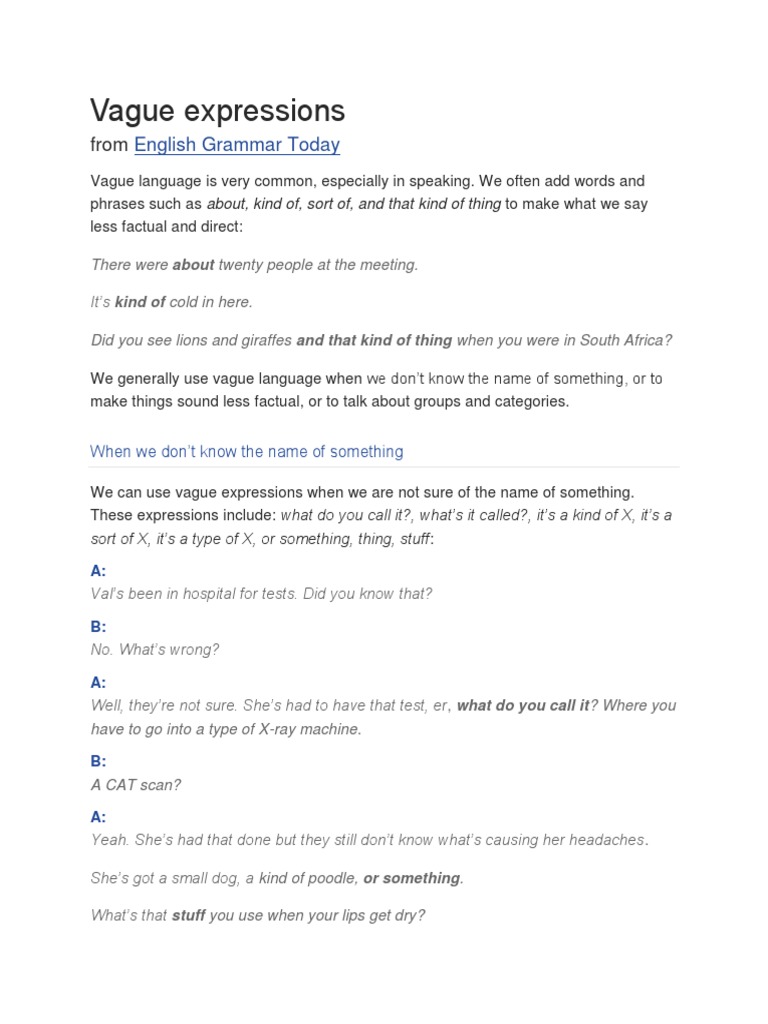 Vague Expressions | Linguistics | Semiotics