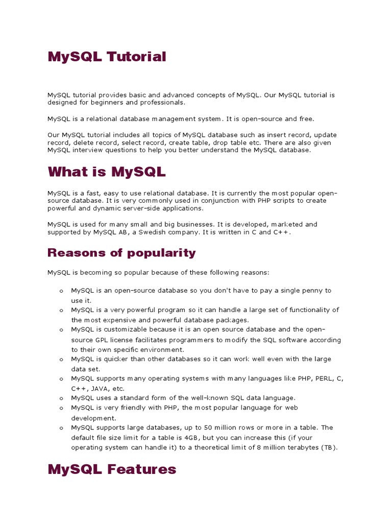 An In-Depth Guide to MySQL Database Fundamentals | PDF | Databases ...