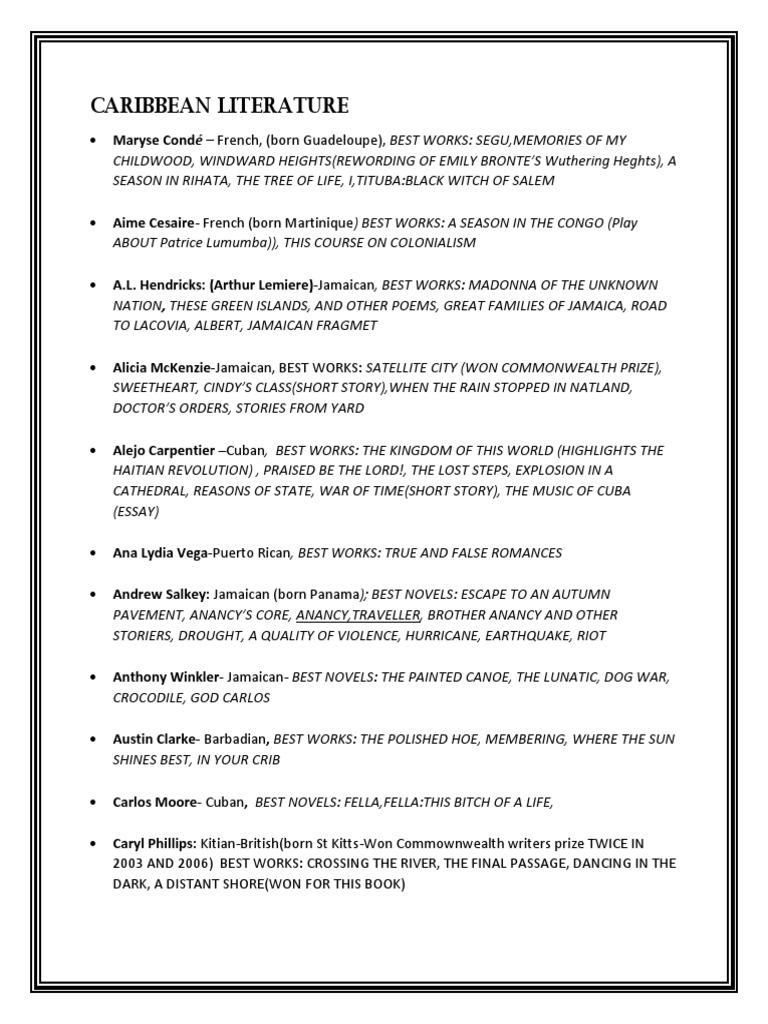 Caribbean Literature | PDF | Writers | Poetry