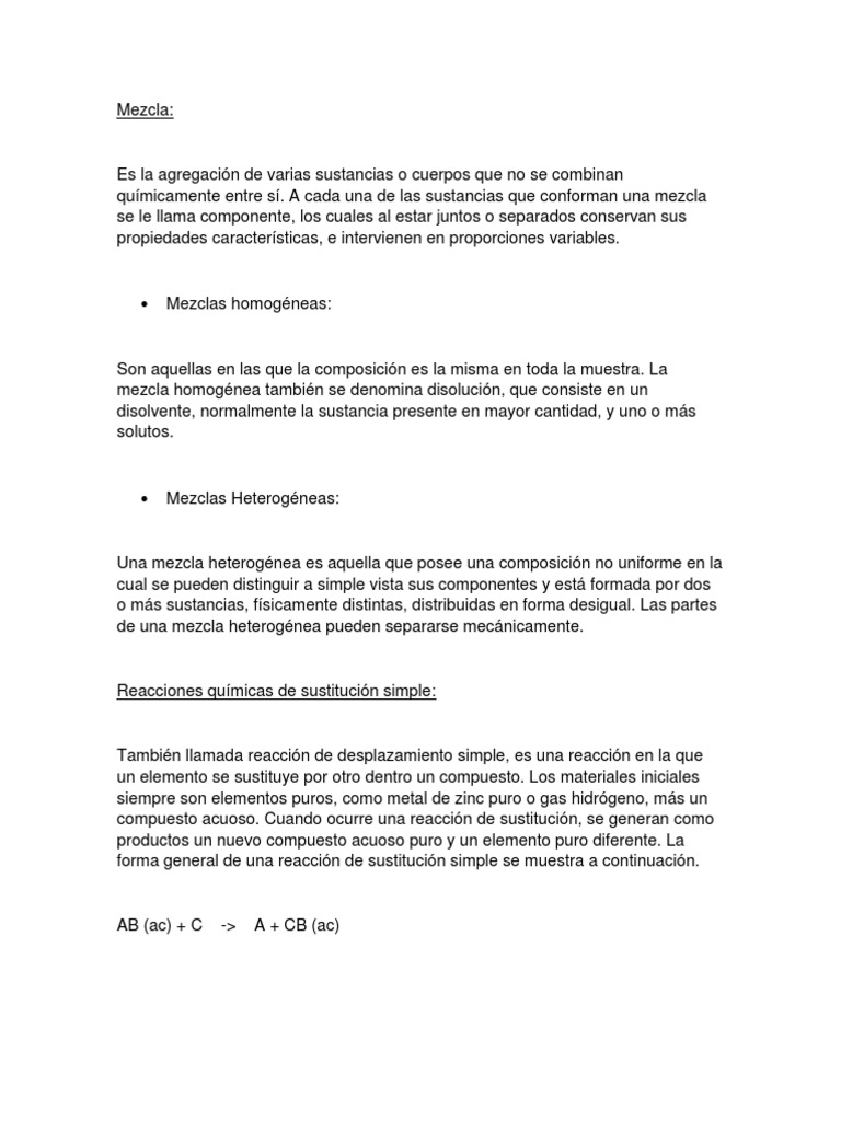 Reacciones Homogéneas y Heterogéneas | PDF | Redox | Mezcla