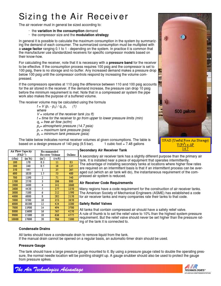 Air Receiver Sizing Guide | PDF | Pressure | Atmosphere Of Earth