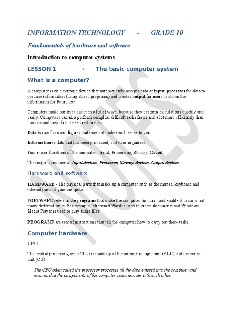 IT Fundamentals of Hardware and Software | PDF | Computer Data Storage | Input/Output