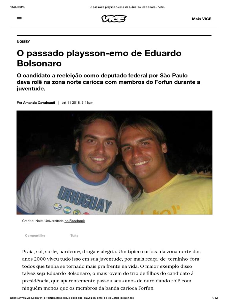 O Passado Playsson-Emo de Eduardo Bolsonaro - VICE | PDF | Facebook | Lazer