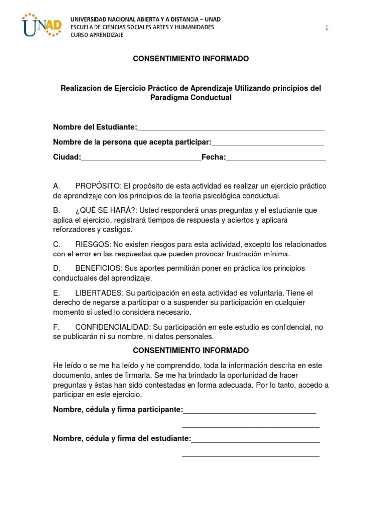 Consentimiento Informado | PDF | Consentimiento informado | Aprendizaje