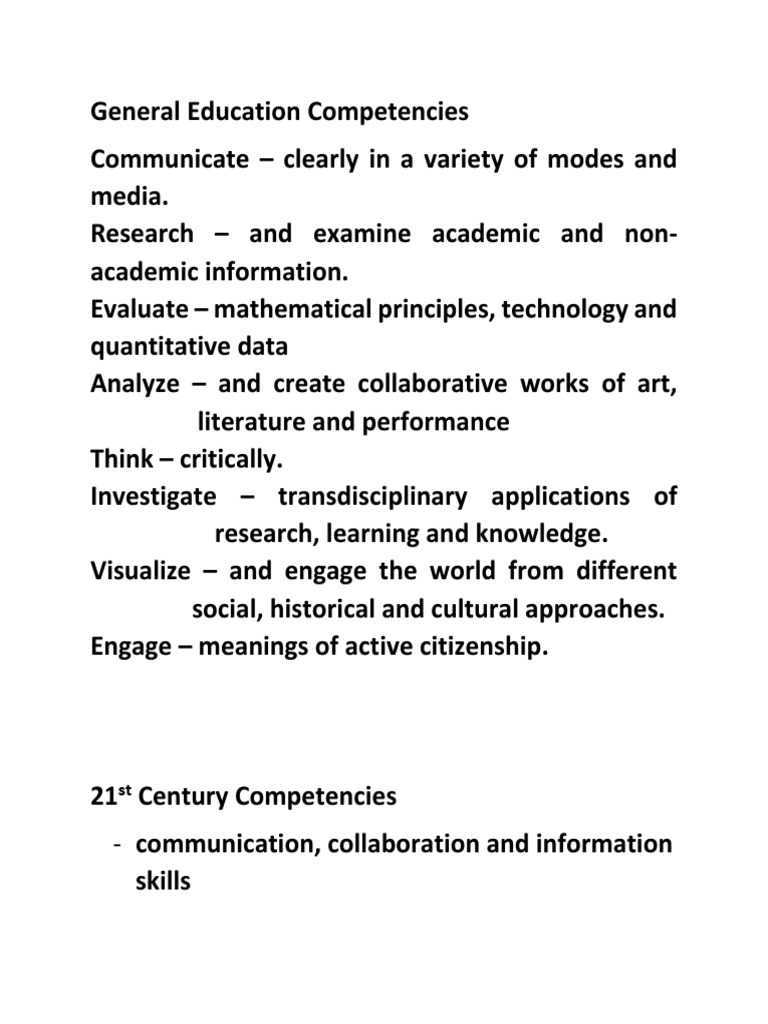 General Education Competencies | PDF