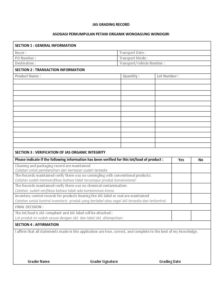 Jas Grading Record | PDF | Wellness
