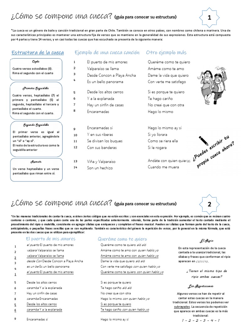 Guia para entender la estructura lírica de la cueca y su forma de ...