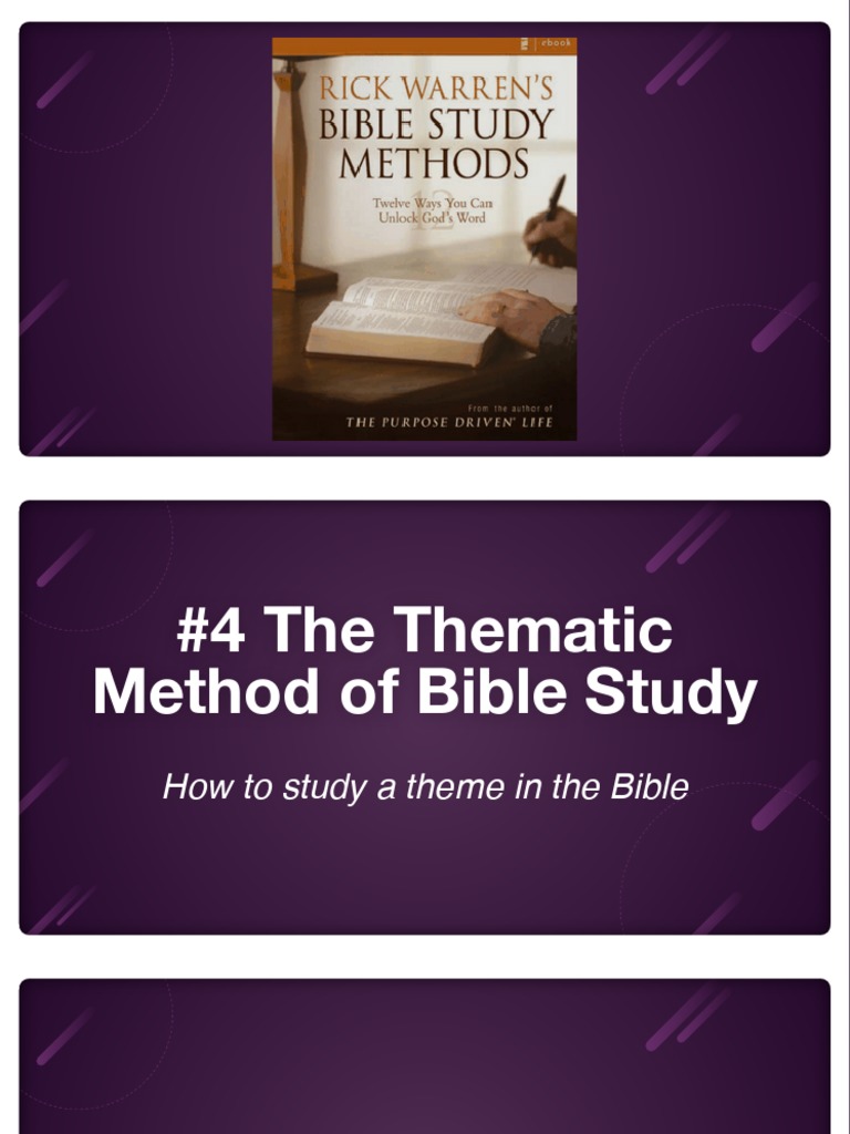 Bible Study Methods #4: The Thematic Study Method | PDF | Prayer | Bible