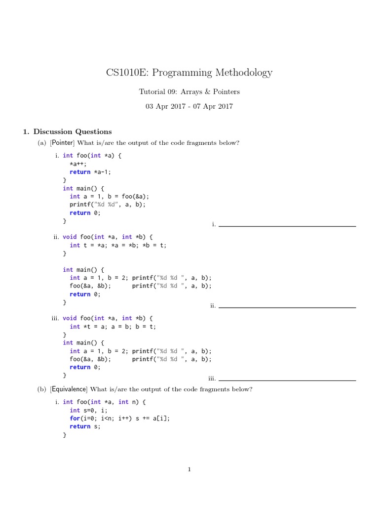 T09 Ans | PDF | Array Data Structure | Pointer (Computer Programming)