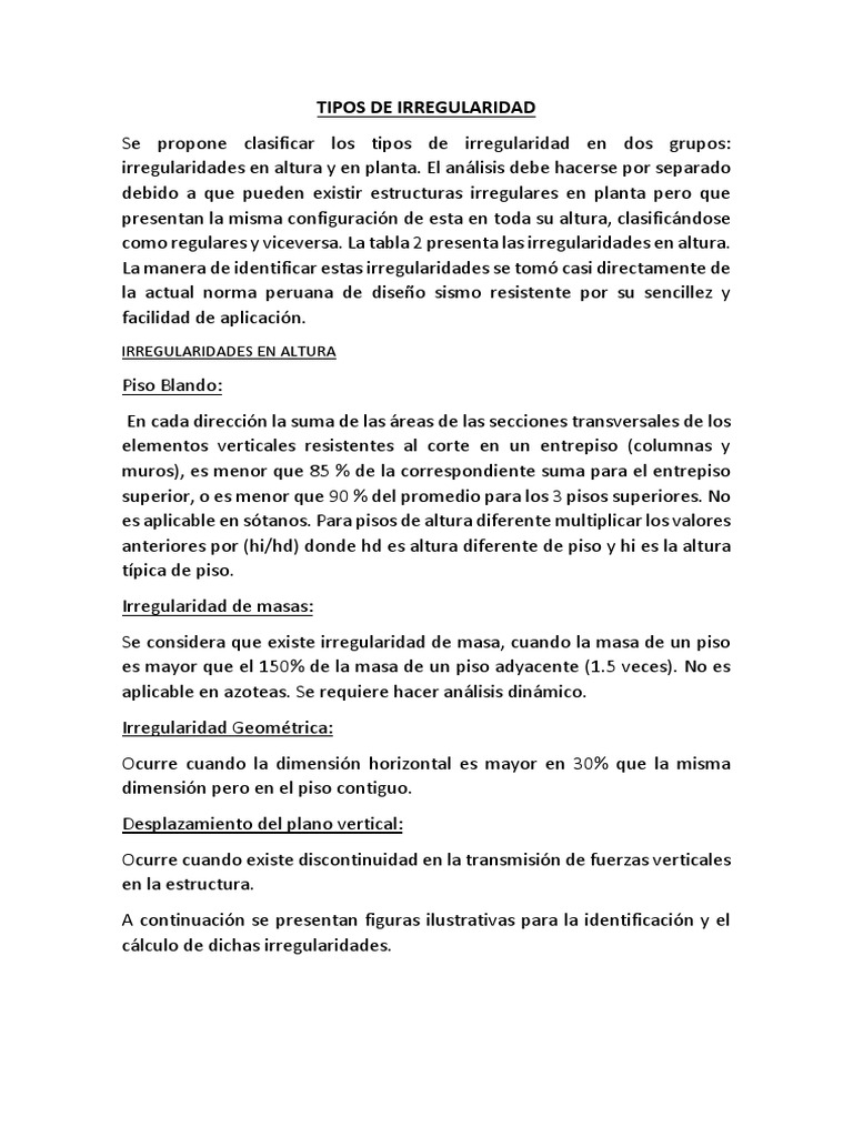 Tipos de Irregularidad | PDF | Naturaleza | Enseñanza de matemática