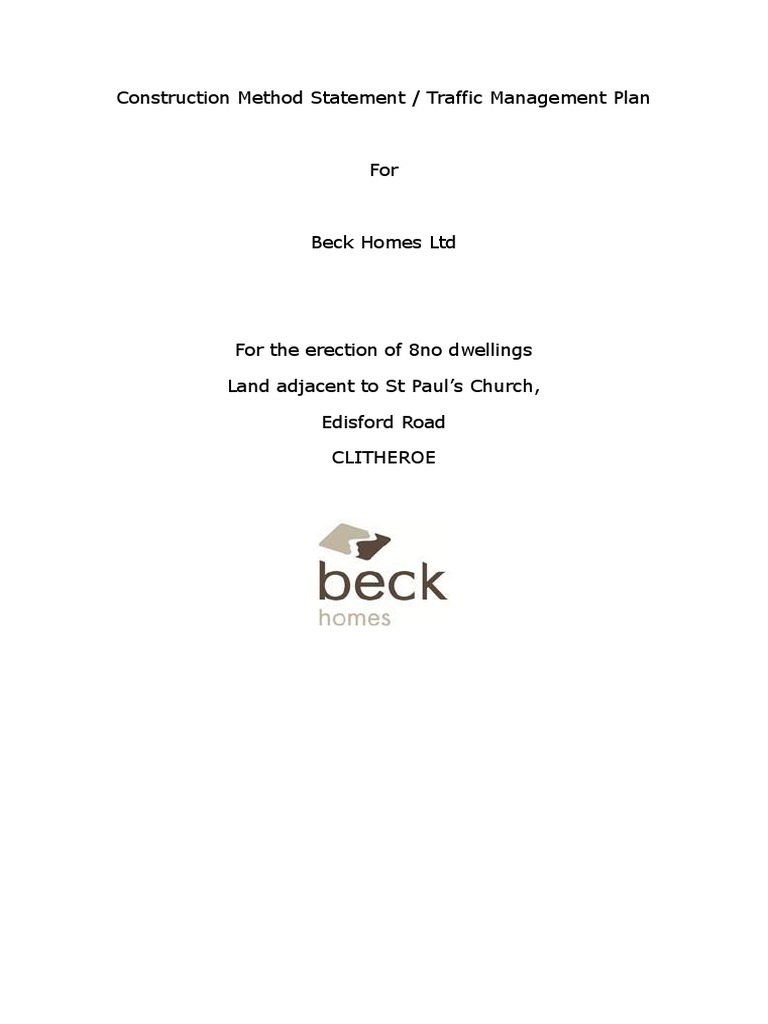 16 0105 Construction Method Statement | PDF | Dust | Road