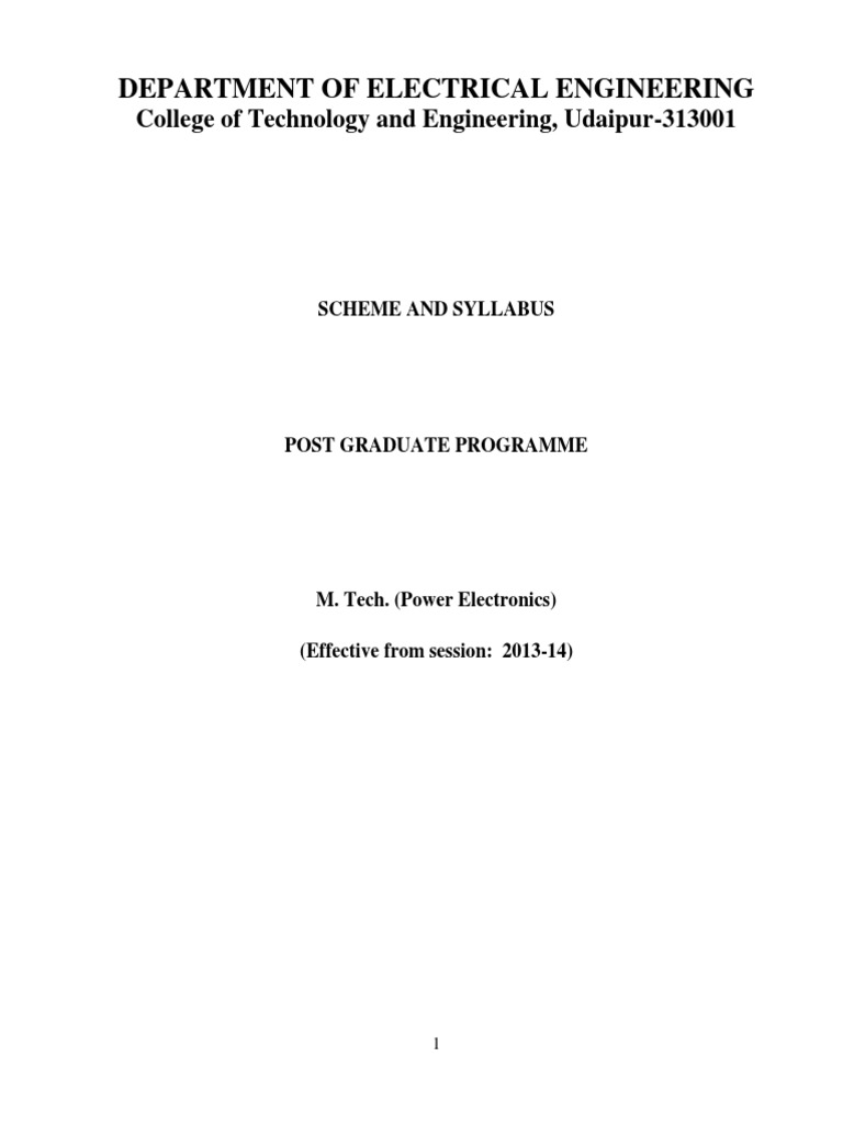 MTech - Power Eletronics - Scheme and Syllabus - Effective From Session ...