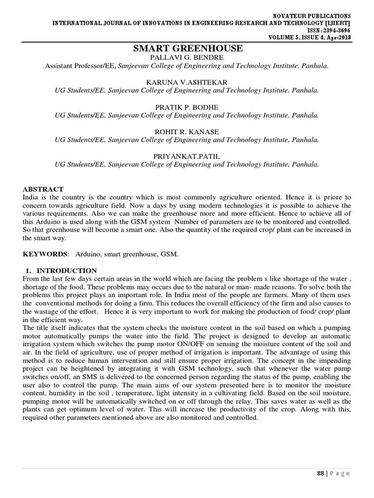 Smart Greenhouse | PDF | Arduino | Integrated Development Environment