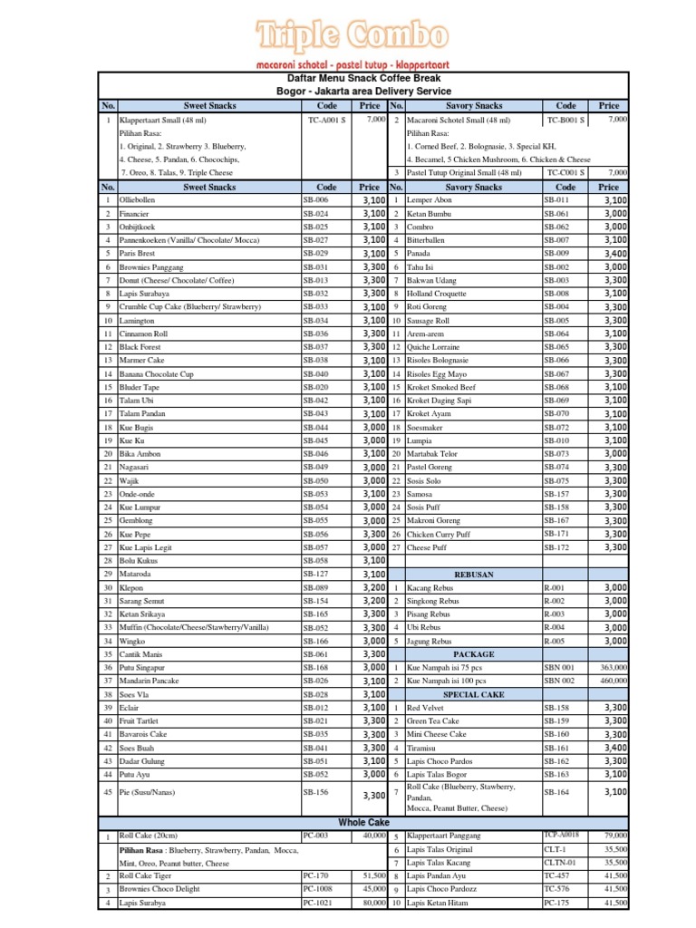 2 Price List Triple Combo | PDF