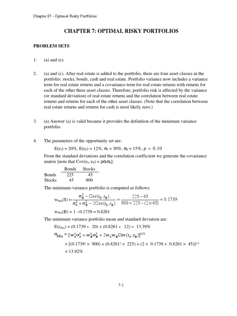 Optimal Risky Portfolios Explained | PDF | Diversification (Finance ...