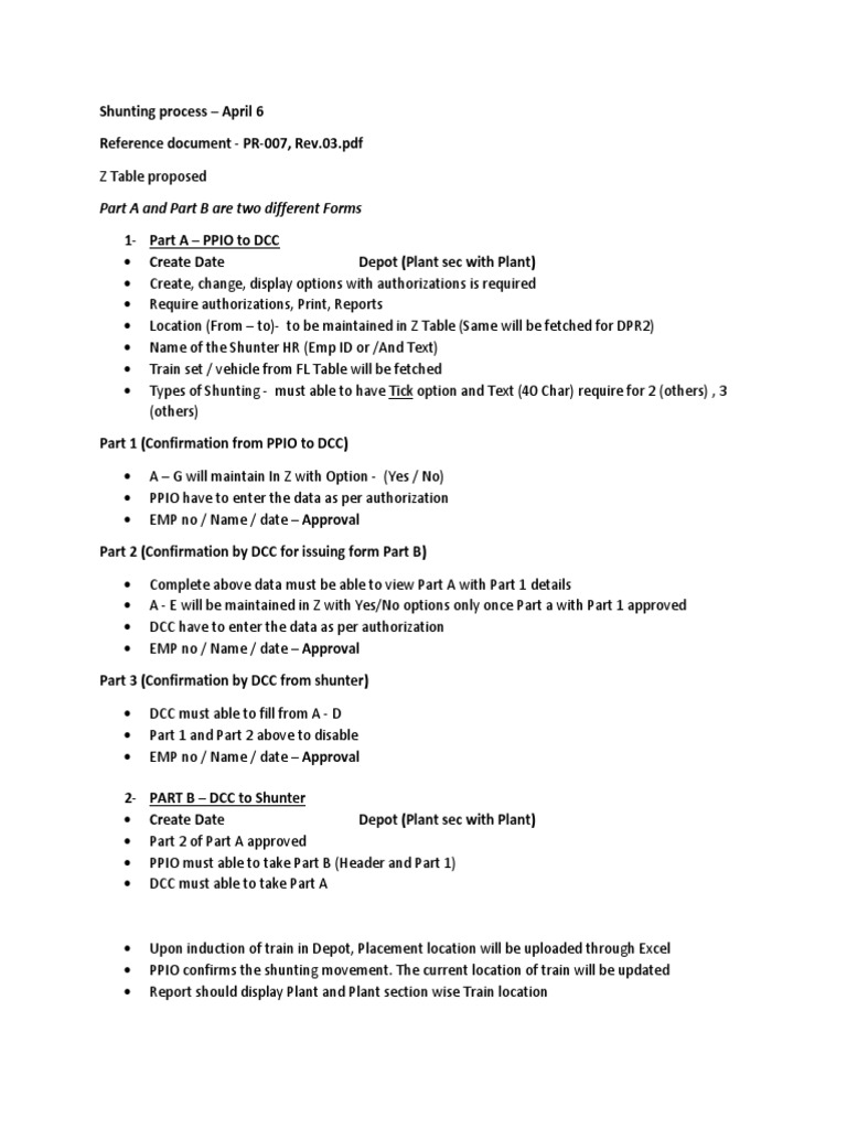 Shunting Process Workflow Guide | PDF | Computing