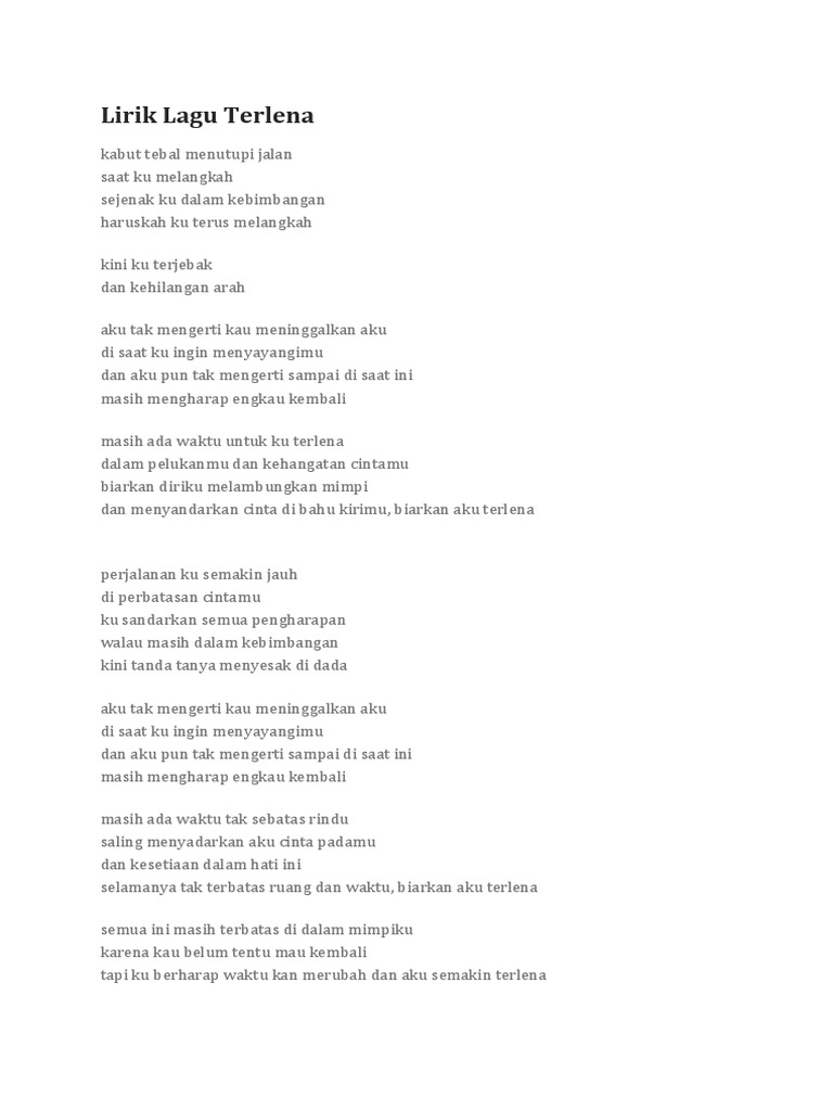 Lirik Lagu Terlena | PDF