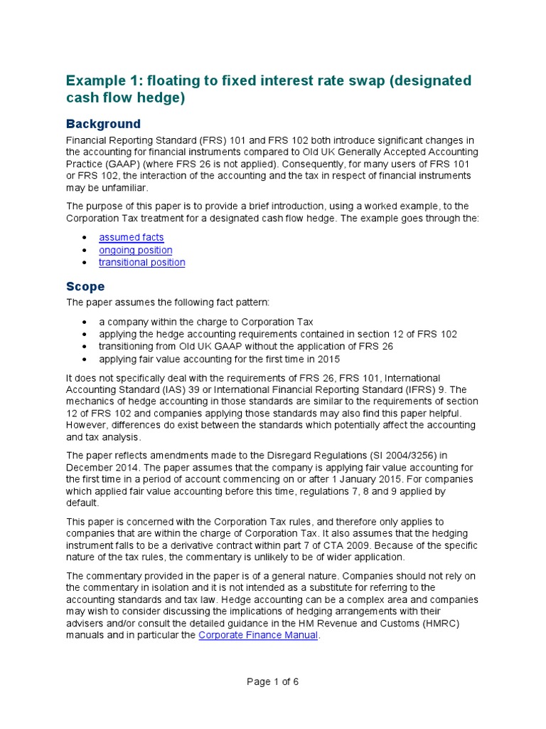 Example 1: Floating To Fixed Interest Rate Swap (Designated Cash Flow ...