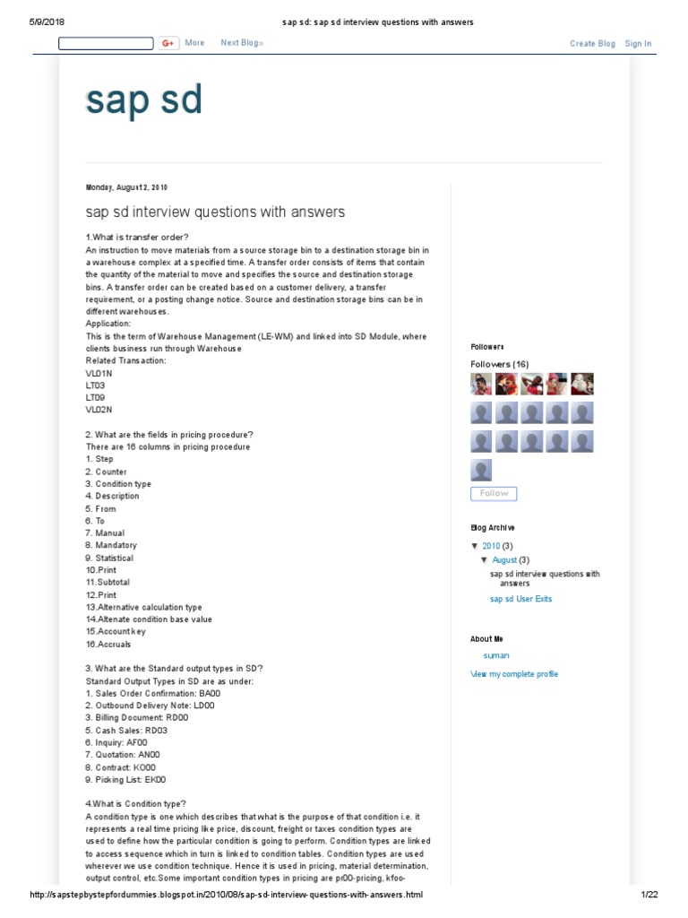 Sap SD - Sap SD Interview Questions With Answers | PDF | Invoice | Sales