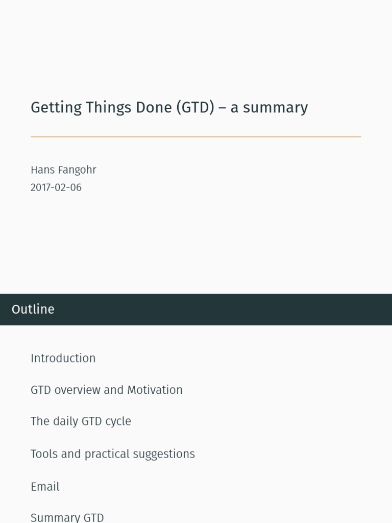 Getting Things Done Introduction Hans Fangohr PDF | PDF | Computing ...