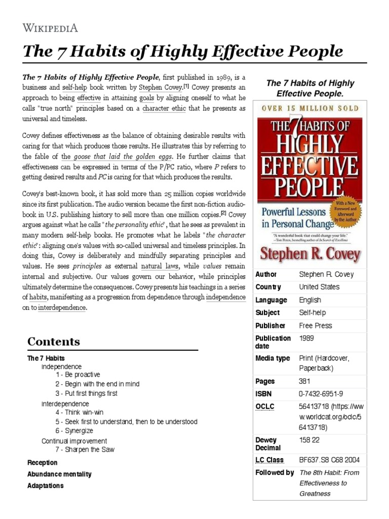 The 7 Habits of Highly Effective People PDF | PDF | Psychological ...