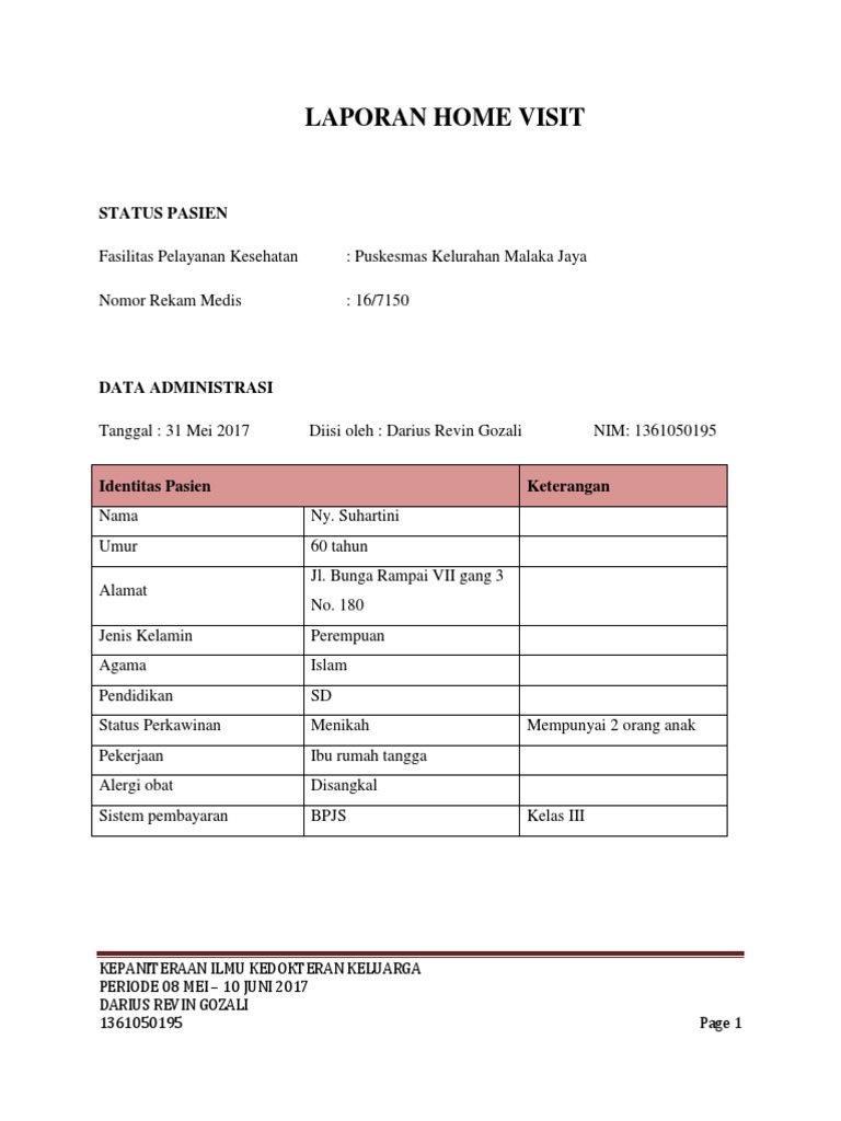 Laporan Home Visit (Revin) | PDF