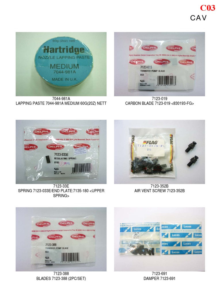 CAV LUCAS Parts | PDF
