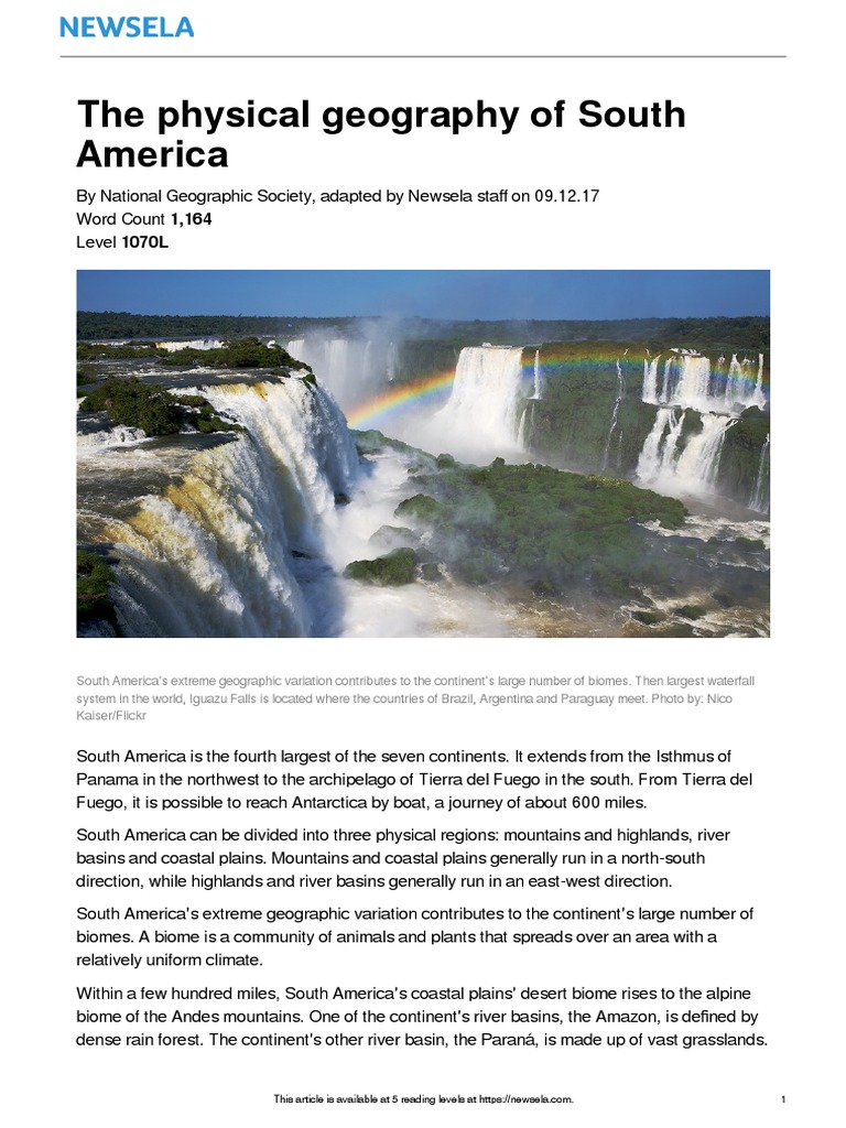 Reading Episode 2 Geography of South America | PDF | South America | Andes