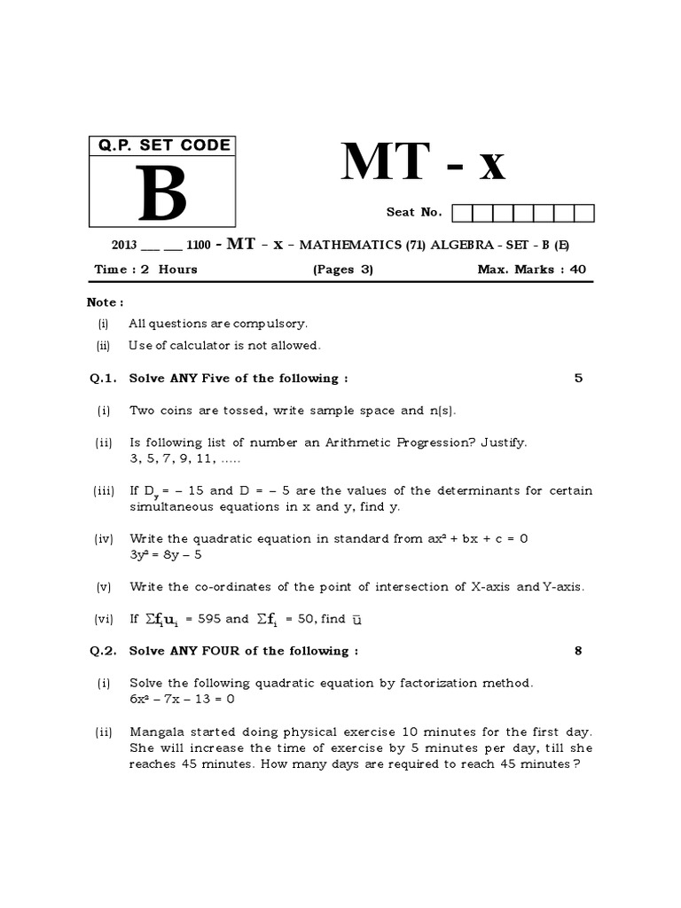 Mahesh Maths SetB QA PDF | PDF | Quadratic Equation | Equations Mahesh Maths SetB QA PDF | PDF | Quadratic Equation | Equations