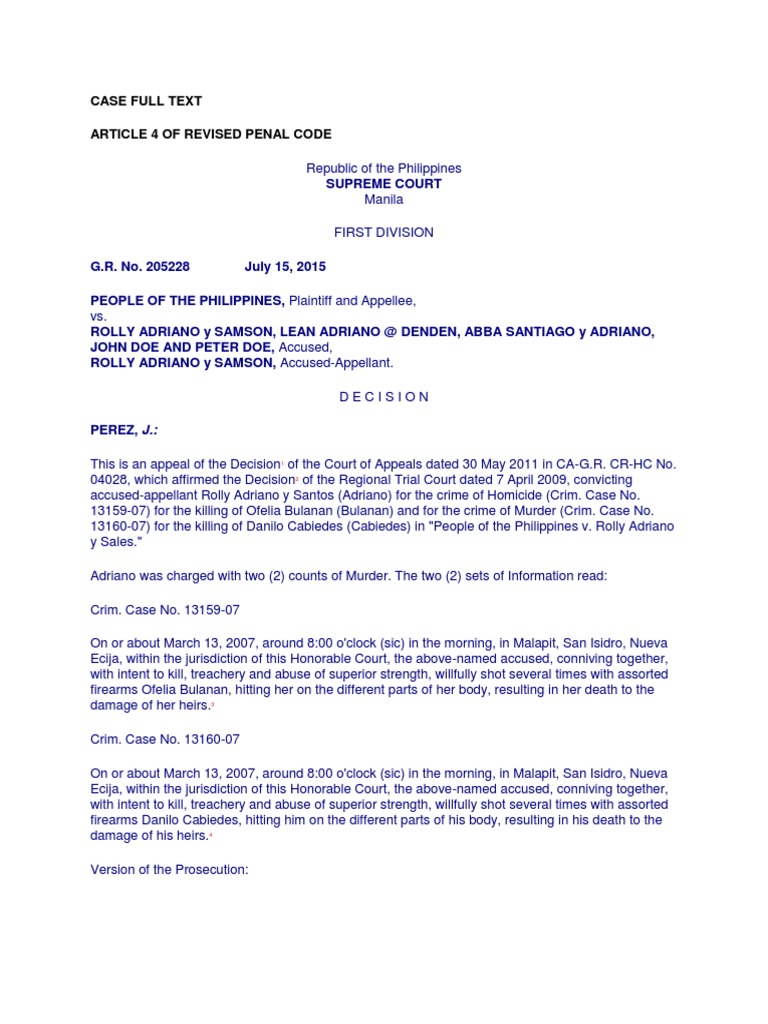 Case - Article 4 of RPC | Murder | Crimes | Free 30-day Trial | Scribd