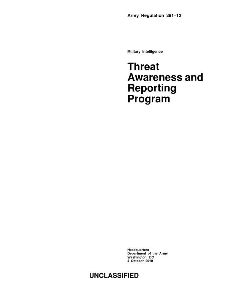 Army Threat Awareness Program Overview | PDF | Classified Information ...
