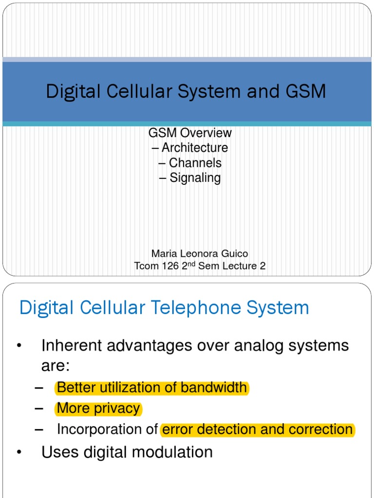 GSM Architecture and Digital System Overview | PDF | Channel Access ...