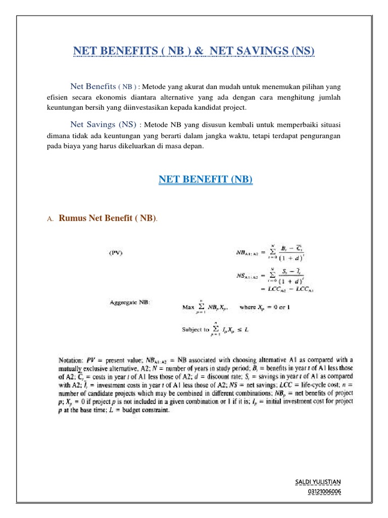 Metode Net Benefit dan Net Savings | PDF | Finance & Money Management