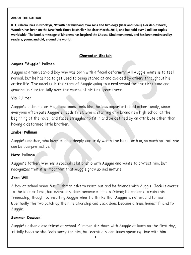 Wonder Rj Palacio Characters