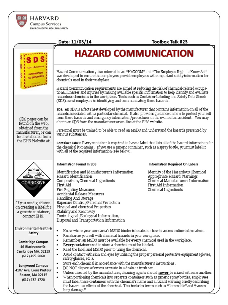 Tool Box Talk | PDF | Prevention | Occupational Safety And Health