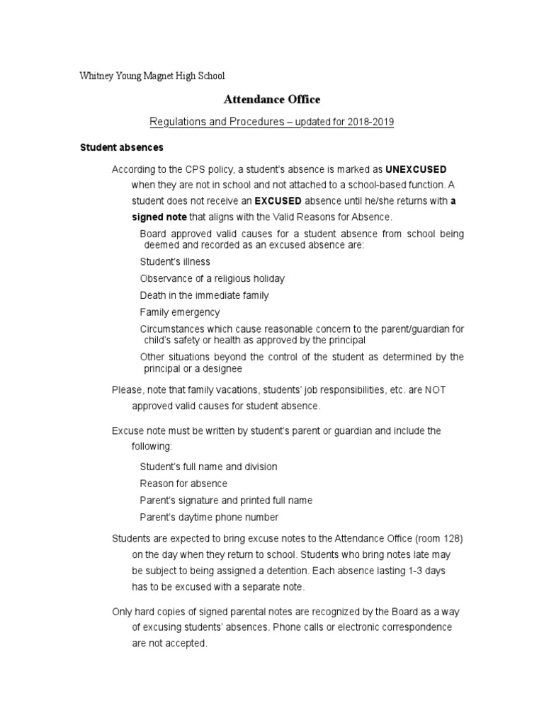Attendance Office: Regulations and Procedures | PDF | School Counselor ...
