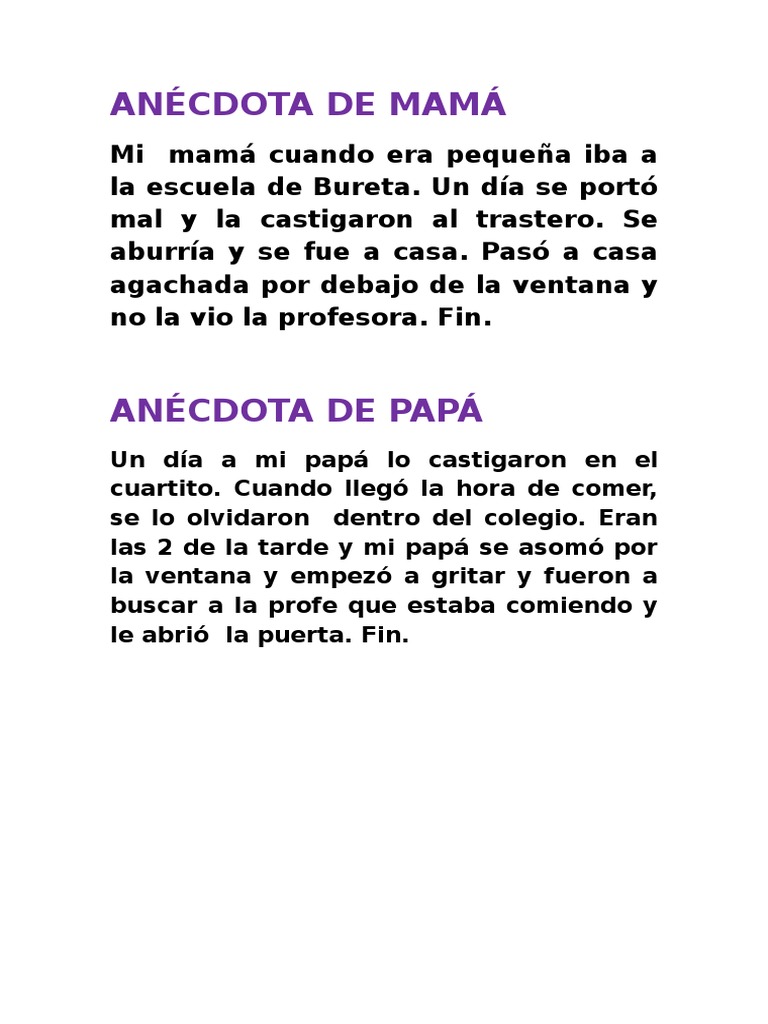 Anécdota de Mamá | PDF