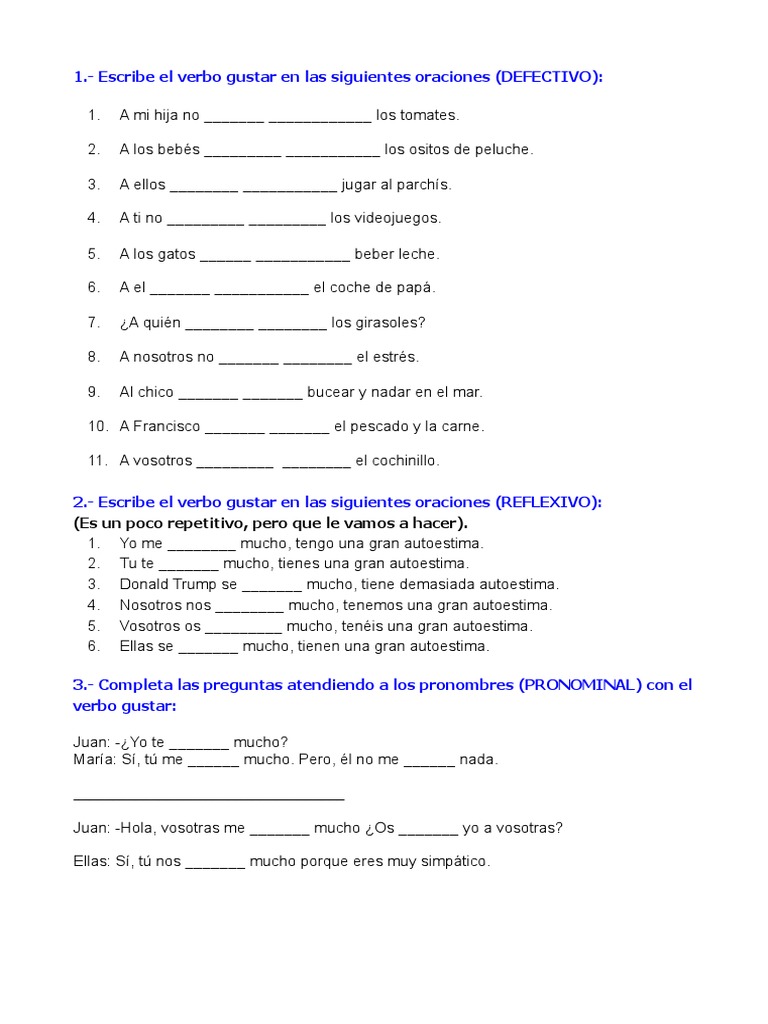 Practicar Verbo Gustar y Similares | PDF | Ocio