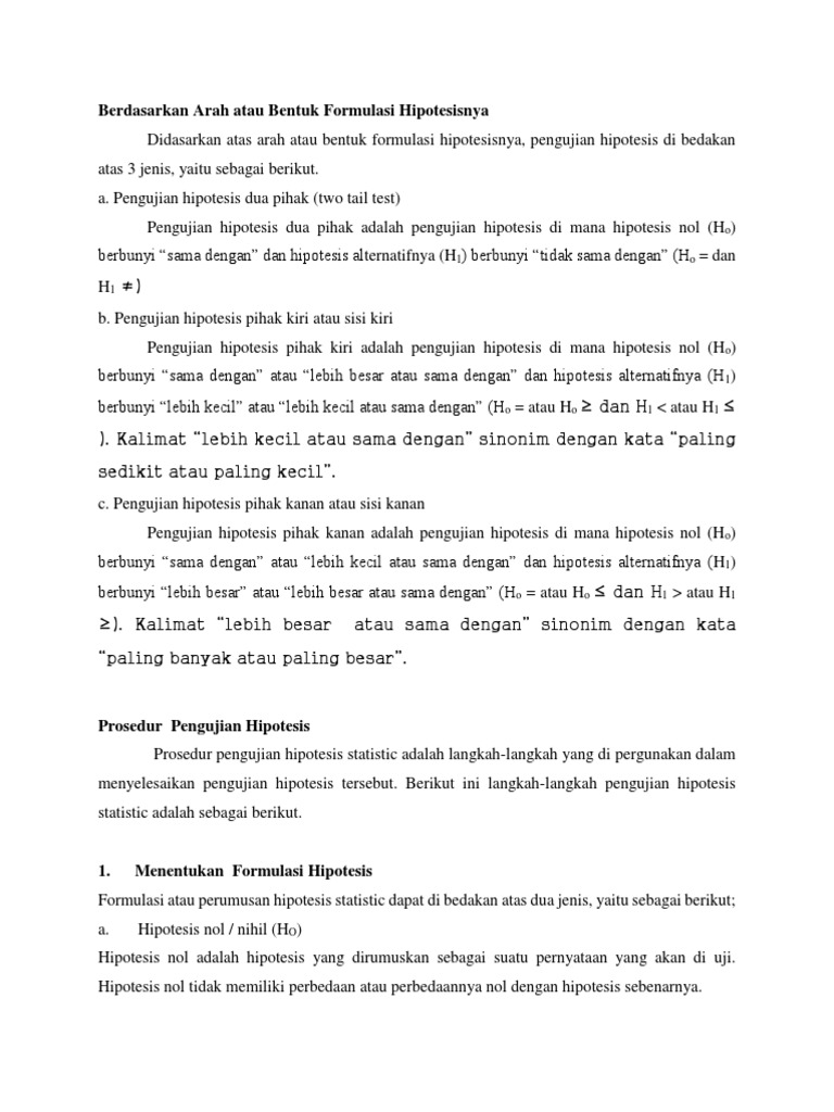 Contoh Pengujian Hipotesis Statistik | PDF