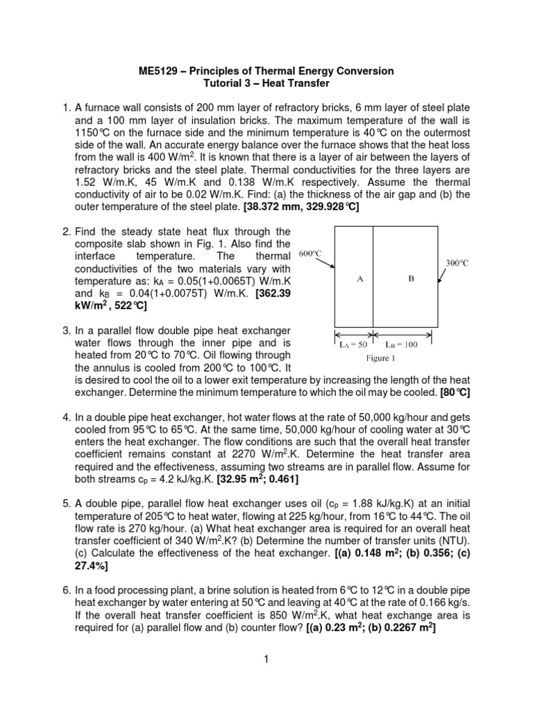 Heat Transfer Review Problems | PDF | Heat Exchanger | Thermal Conductivity