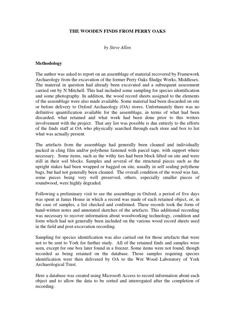 The Wooden Finds From Perry Oaks | PDF | Axe | Wood