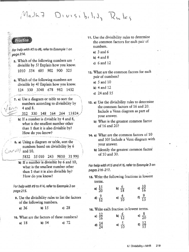 Math Links Handout PG 219 | PDF
