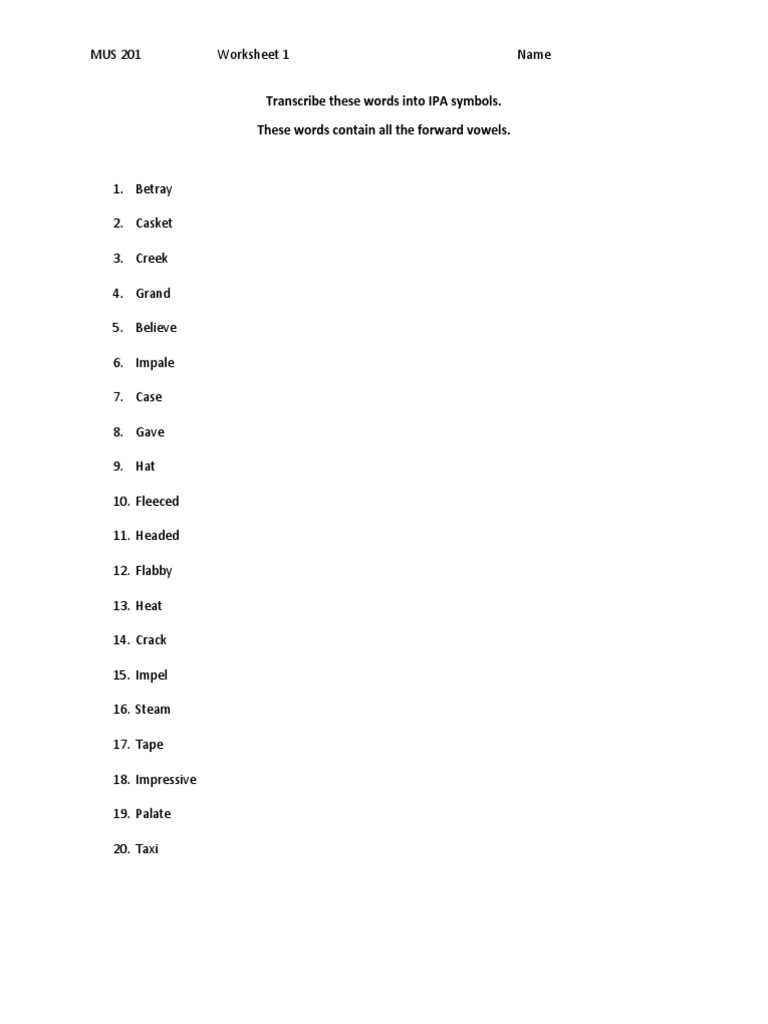 English Diction-Worksheet 1 | PDF